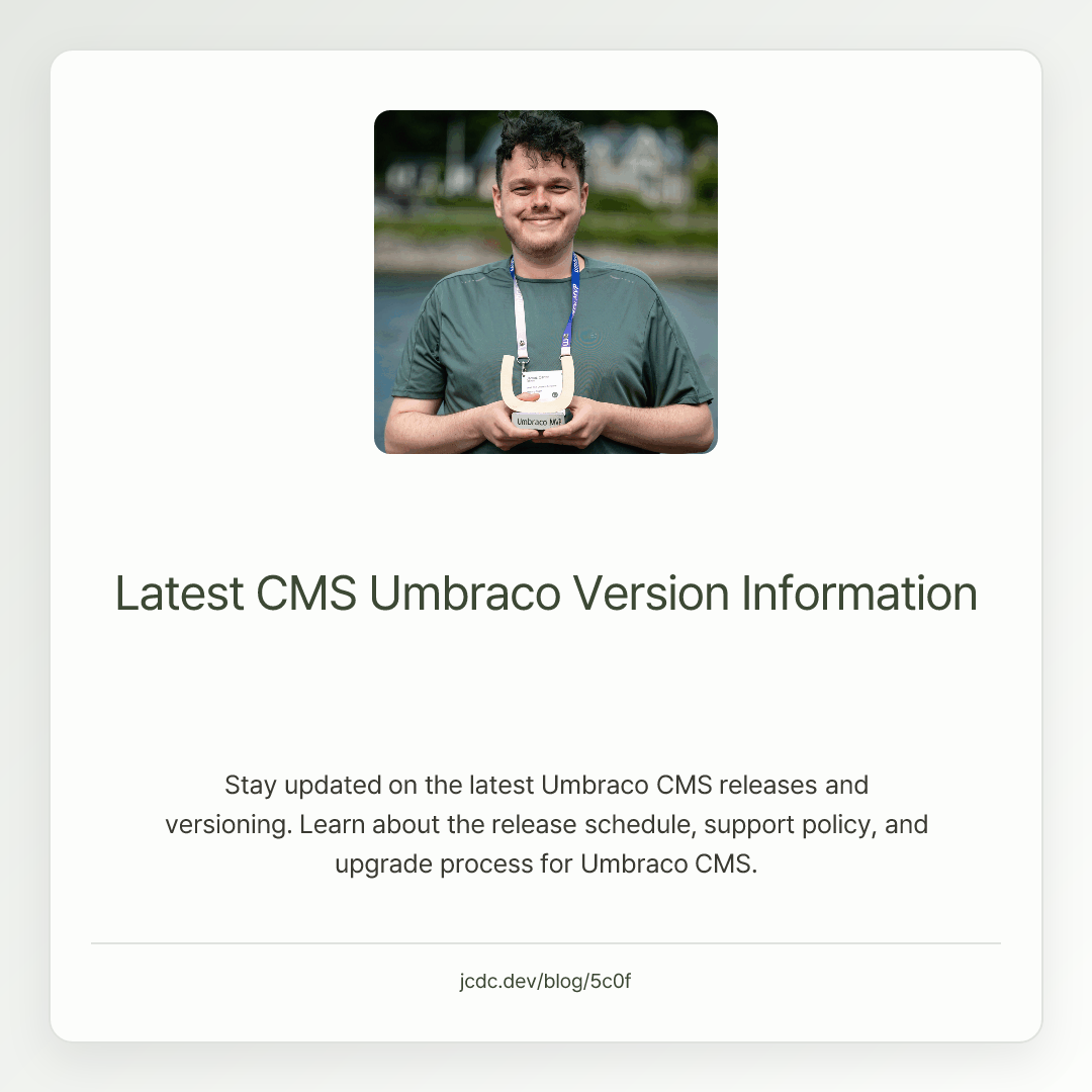 Latest CMS Umbraco Version Information | JCDC.DEV