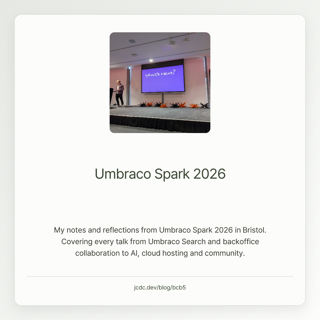Umbraco Spark 2026 | JCDC.DEV