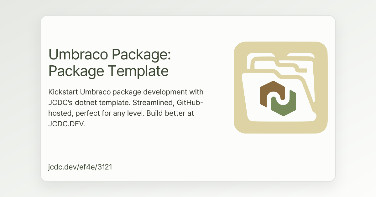 Umbraco Package: Package Template | JCDC.DEV