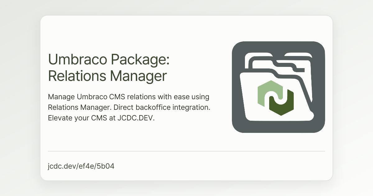 Umbraco Package: Relations Manager | JCDC.DEV
