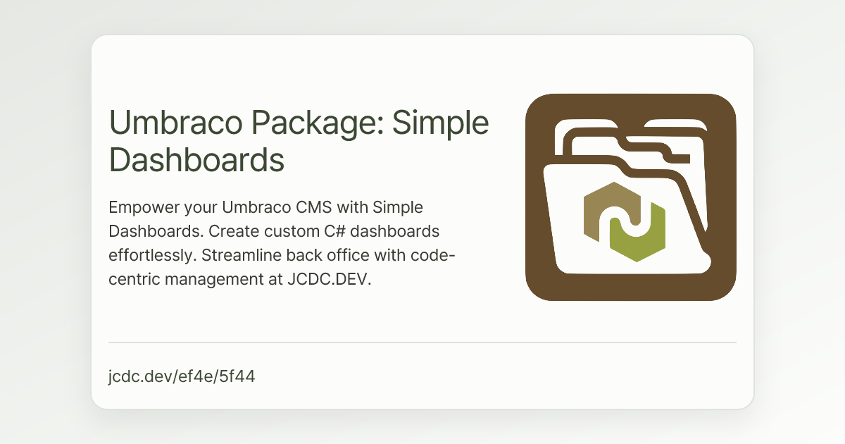 Umbraco Package: Simple Dashboards | JCDC.DEV
